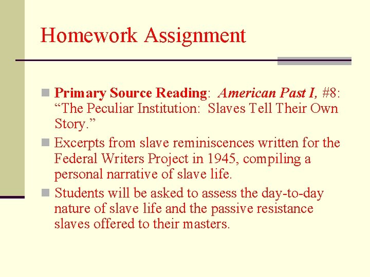 Cotton Slavery and the Old South Brinkley text