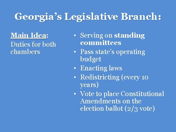 Georgias Legislative Branch SS 8 CG 2 a