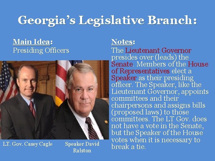 Georgias Legislative Branch SS 8 CG 2 a