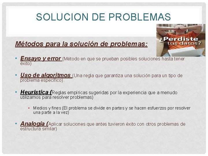SOLUCION DE PROBLEMAS Identificacin del problema Saber de