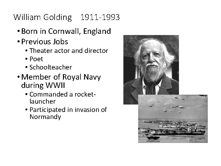 Lord of the Flies Author Biography Historical Context