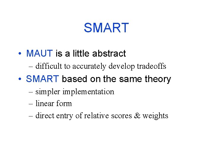 Multiattribute Utility Theory concepts application examples Objectives ECONOMIC
