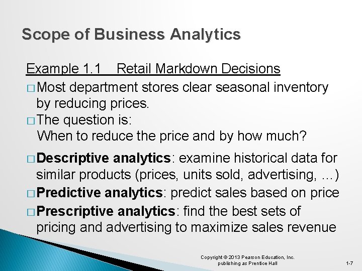 Chapter 1 Introduction to Business Analytics Methods Models