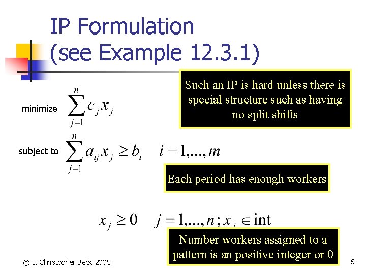 Lecture 24 Workforce Scheduling 2 J Christopher Beck