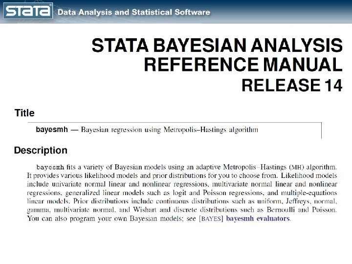 Introduction to the bayes Prefix in Stata 15