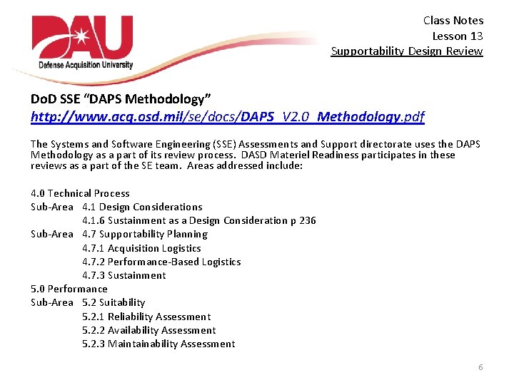Class Notes Lesson 13 Supportability Design Review 1