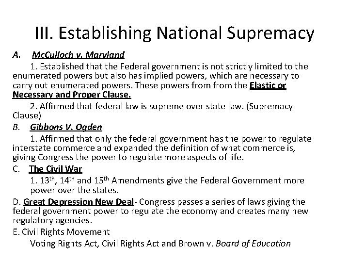I Federalism Basics A A way of organizing