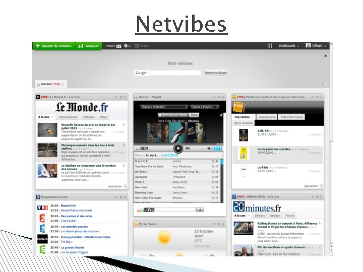 Netvibes VS Pearltrees Agrgateurs de contenu Le 30