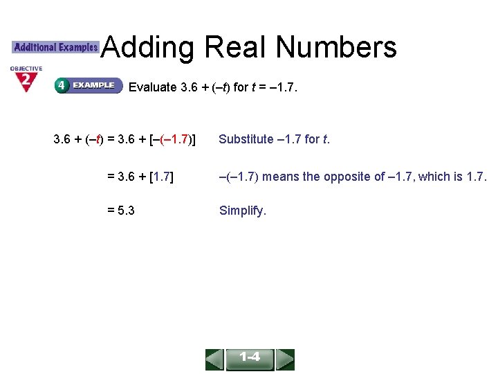 ALGEBRA 1 LESSON 1 4 Adding Real Numbers