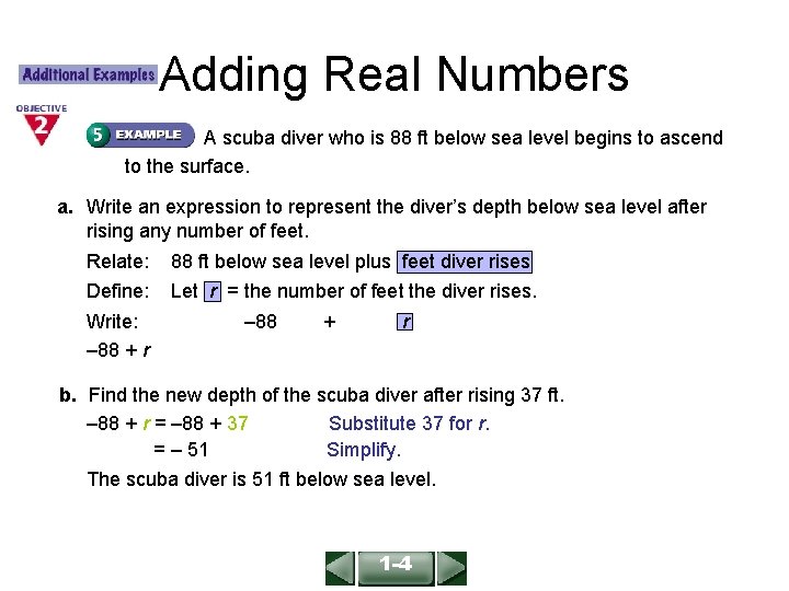 ALGEBRA 1 LESSON 1 4 Adding Real Numbers