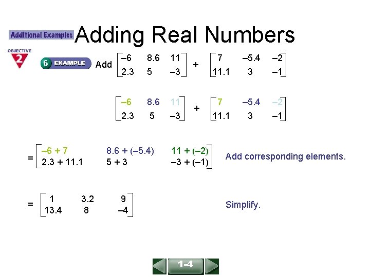 ALGEBRA 1 LESSON 1 4 Adding Real Numbers