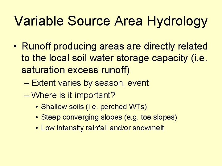 Modeling Variable Source Area Hydrology With WEPP Winter