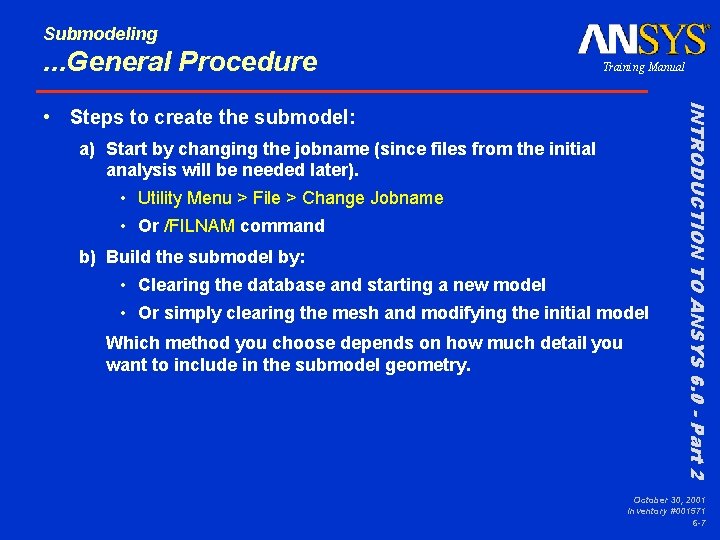 Module 6 Submodeling 6 Submodeling Training Manual It