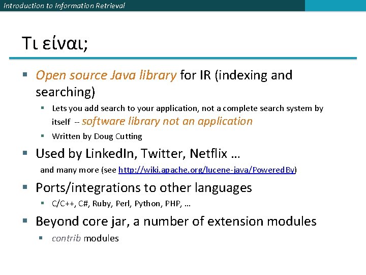 Introduction to Information Retrieval Open source Java library