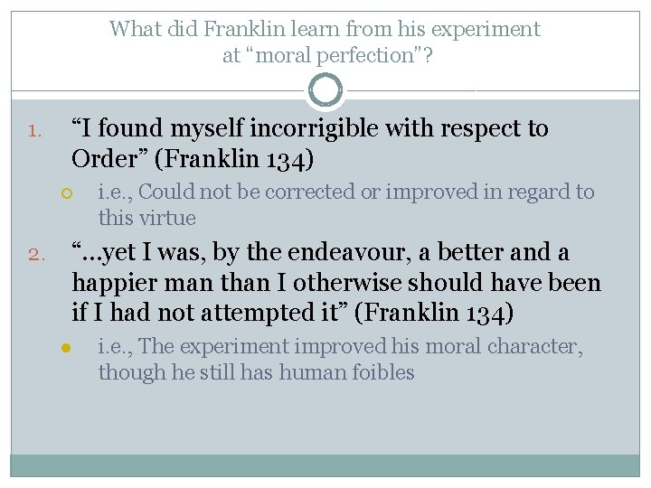 Moral Perfection from Autobiography and Poor Richards Almanack