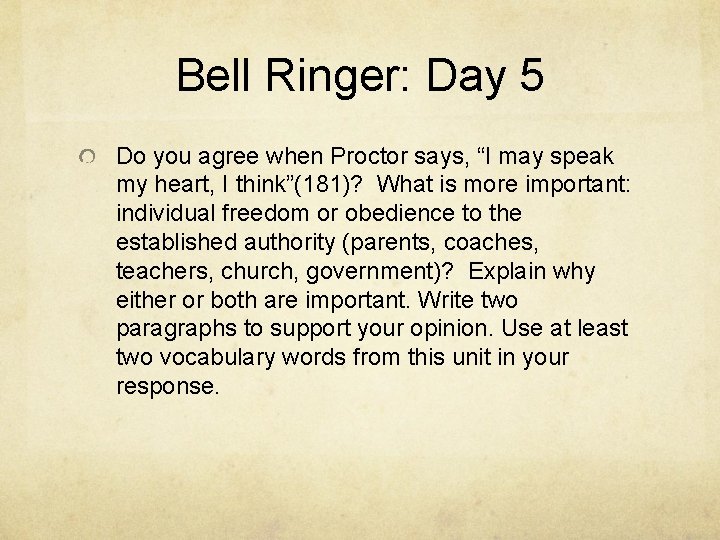 The Crucible Bell Ringers Bell Ringer Day 1