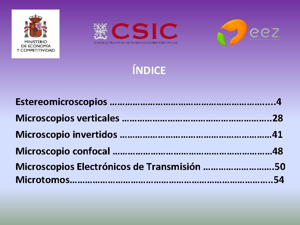 GUA DE INSTRUMENTOS PTICOS DISPONIBLES EN LA EEZ