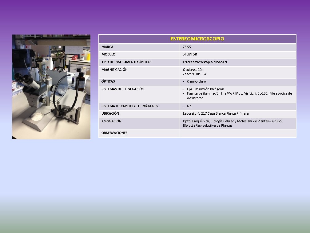 GUA DE INSTRUMENTOS PTICOS DISPONIBLES EN LA EEZ