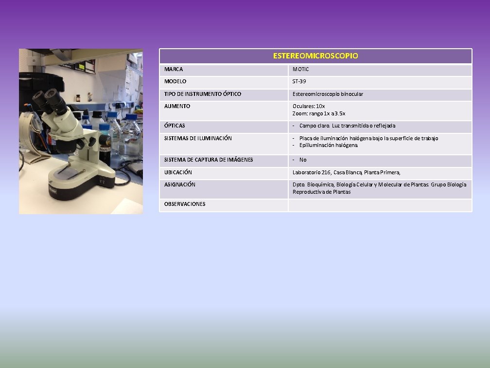 GUA DE INSTRUMENTOS PTICOS DISPONIBLES EN LA EEZ