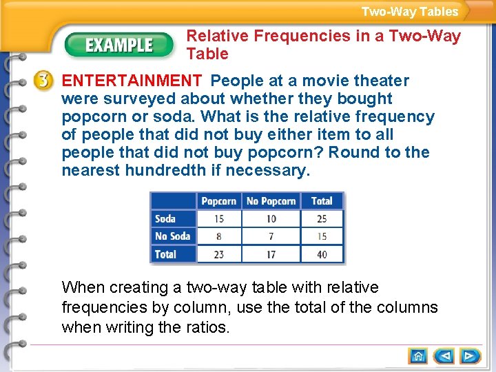 TwoWay Tables TwoWay Tables Main Idea and New