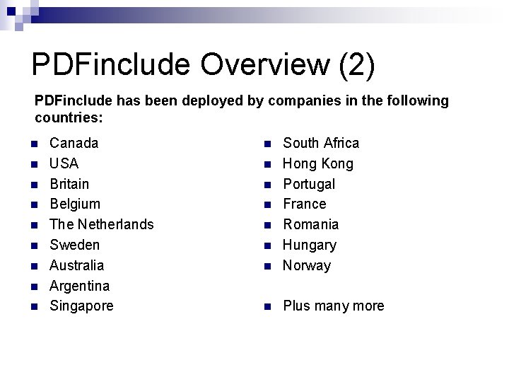 PDFinclude Progress Open Source Adobe PDF Development Contents