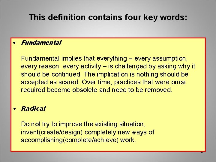 BUSINESS PROCESS REENGINEERING CONCEPTS Know Where You Are