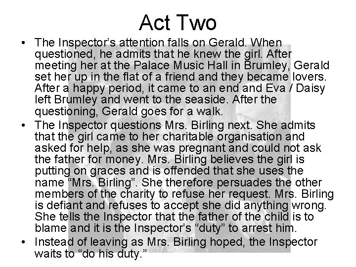 An Inspector Calls by J B Priestley Revision