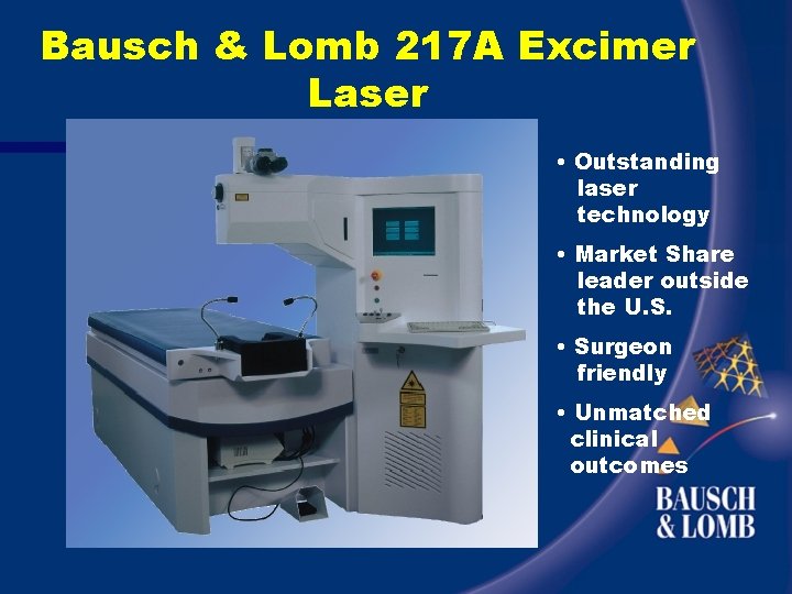 Bausch Lomb 217 A Excimer Laser Overview Why