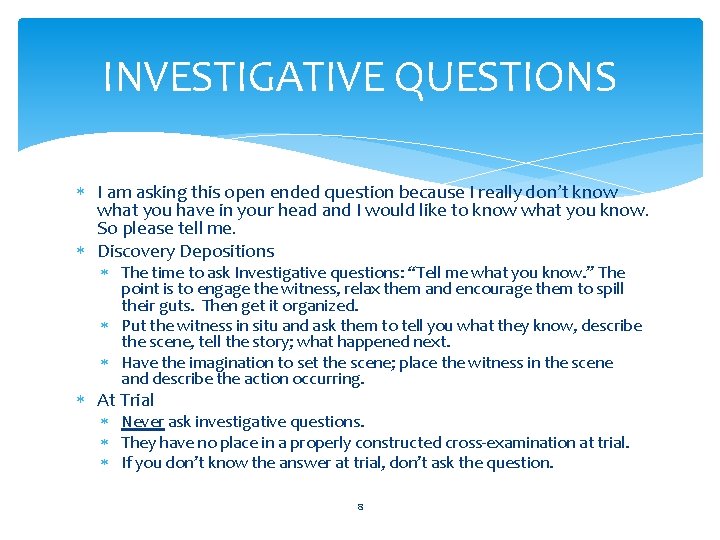 CROSSEXAMINATION OF WITNESSES By Lawrence T Bowman Kane