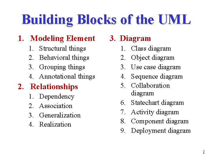 UML Part 3 1 Building Blocks of the