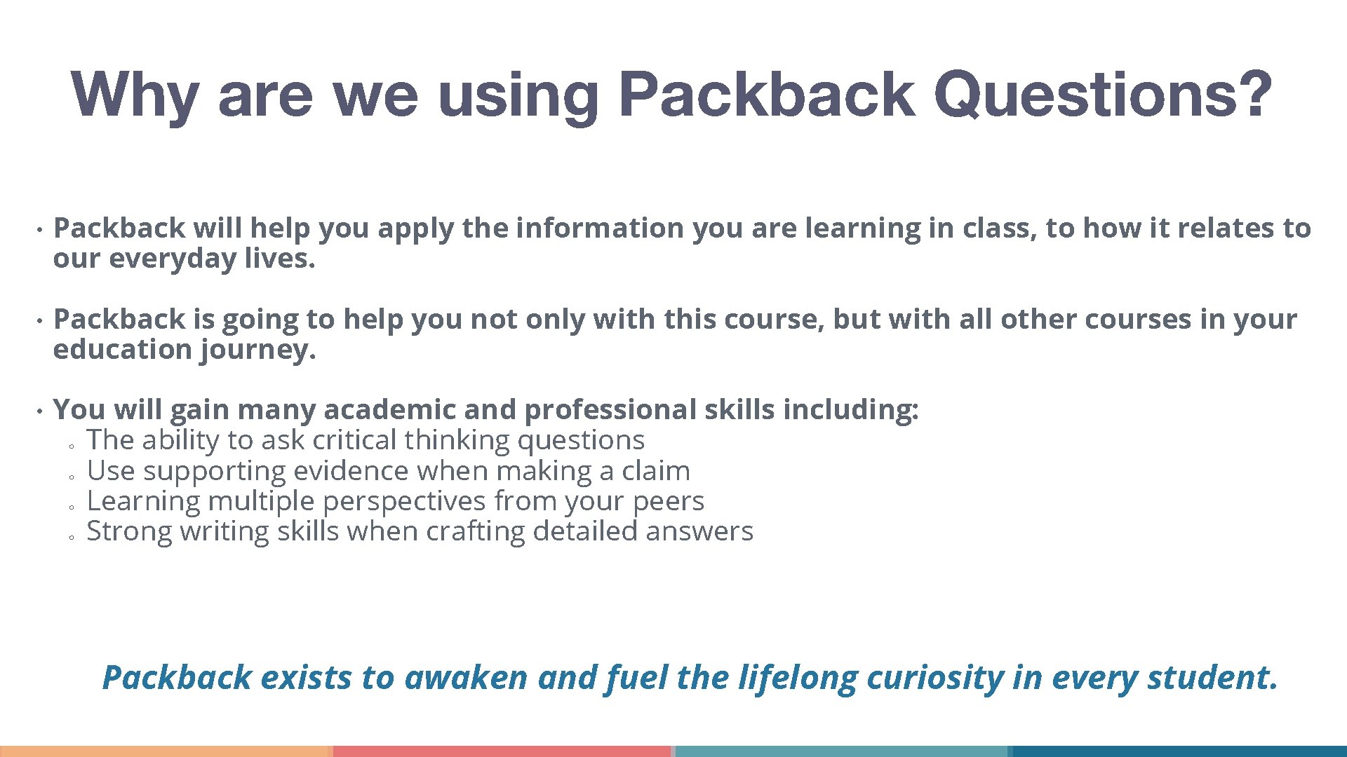 Our class is using Packback Questions for curious