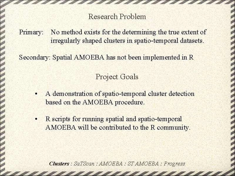 Spatio Temporal Cluster Detection Using Amoeba Jimmy Kroon
