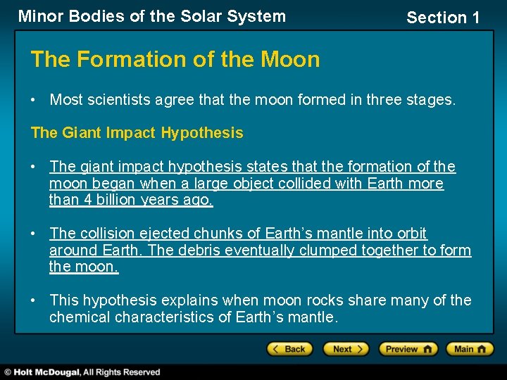 Minor Bodies of the Solar System Section 1