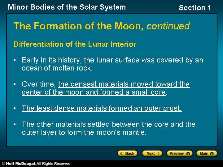 Minor Bodies of the Solar System Section 1