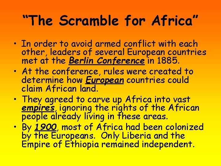 Africa Shaped by Its History The Scramble for