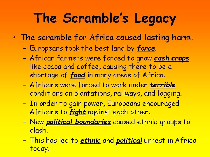 Africa Shaped by Its History The Scramble for
