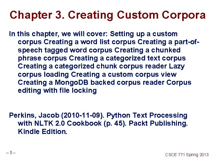CSCE 771 Natural Language Processing NLTK Cookbook Text