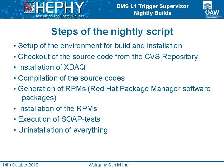 Nightly Build Script For The Level 1 Trigger