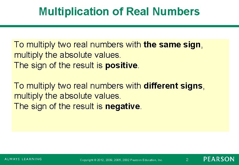 Section 1 3 Multiplying and Dividing Real Numbers