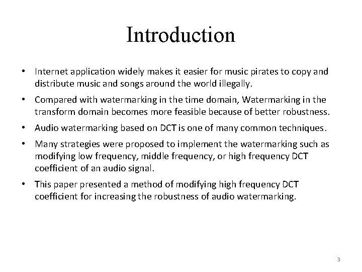 Audio Watermarking in DCT Embedding Strategy and Algorithm