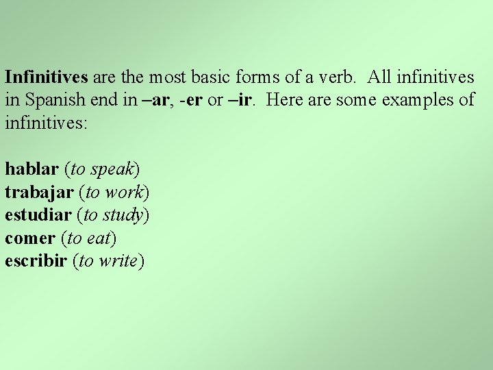 Apuntes el 2 de noviembre Verb Conjugation When