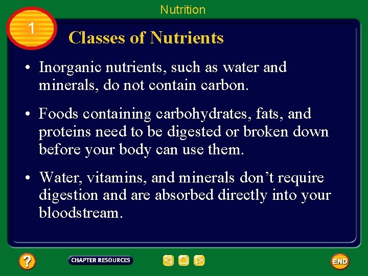 Table of Contents Chapter Nutrients and Digestion Section