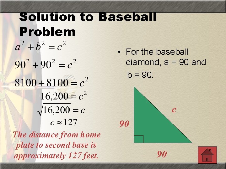 Pythagorean Theorem PreAlgebra ALCOS 7 Lesson Topics Baseball