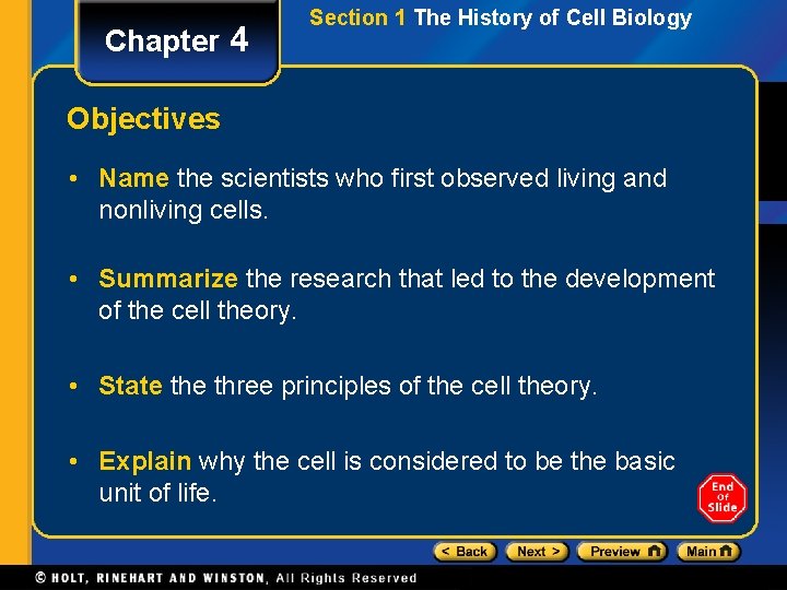 Chapter 4 Cell Structure and Function Table of