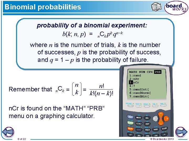 Probability Distributions 1 of 22 Boardworks 2013 Information