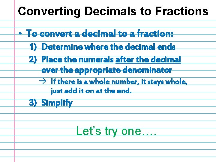 Rational Numbers 5 2 Converting Decimals to Fractions