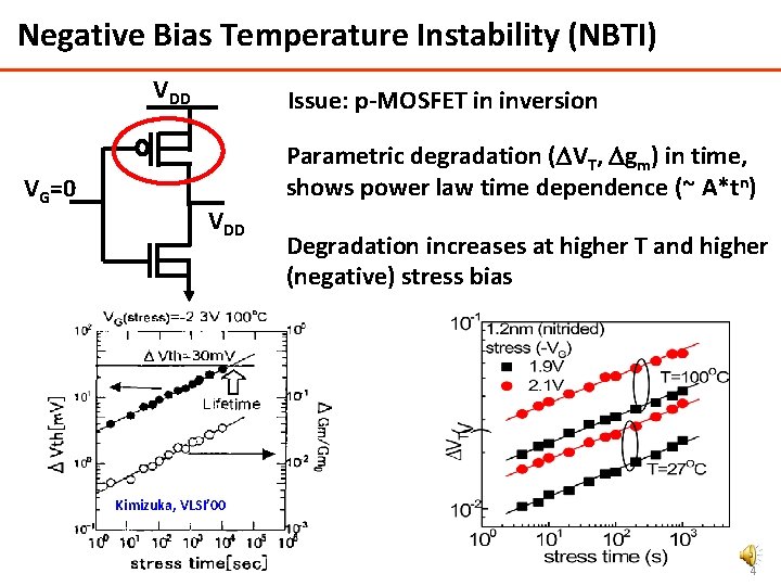 Negative Bias Temperature Instability NBTI in p MOSFETs
