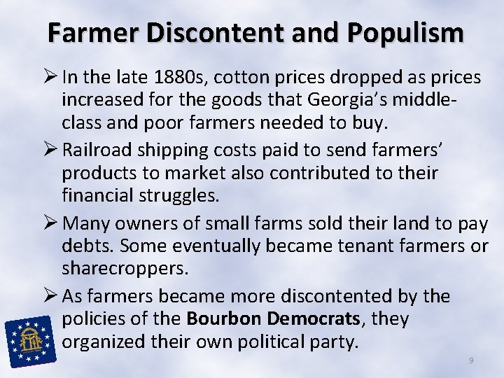 Chapter 18 Bourbons Populists and Progressives STUDY PRESENTATION