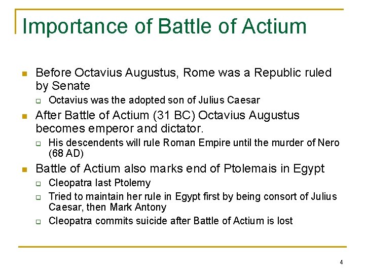 HT 501 Lecture 3 Roman Empire 10 September