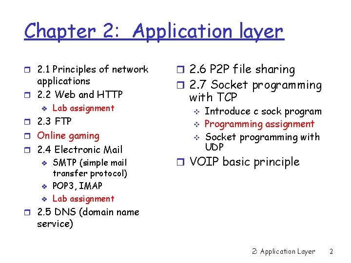 Chapter 2 Application layer Adopted from textbooks slides